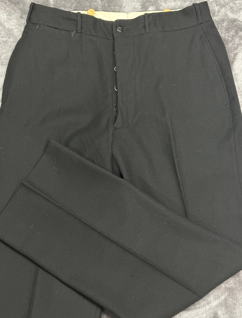 1910-1920s Edwardian Trousers Antique Inky Black Mens Wool Pants ...
