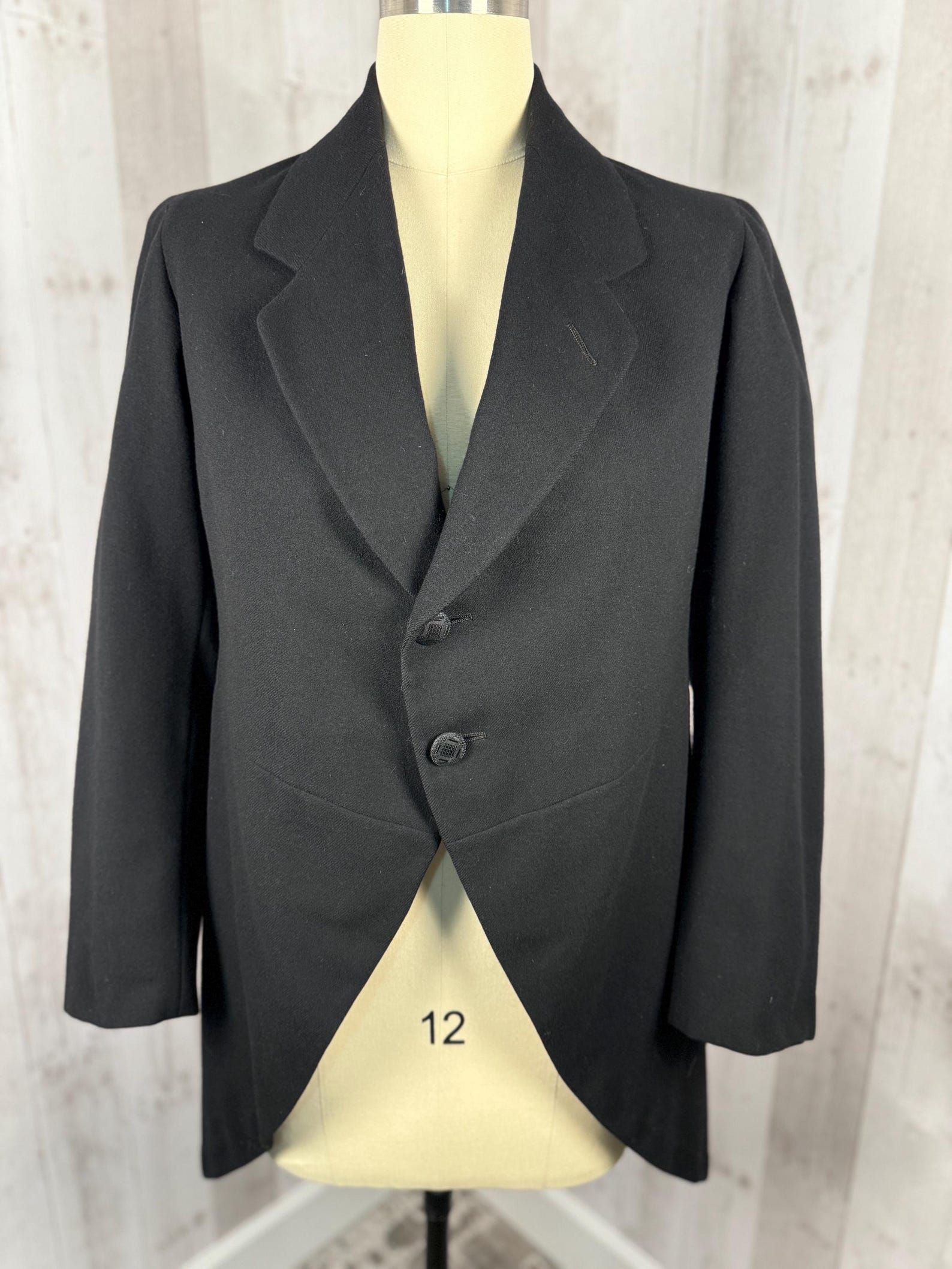 1900s Antique Cutaway Morning Coat Tails Black Wool Button up Unisex 40 ...