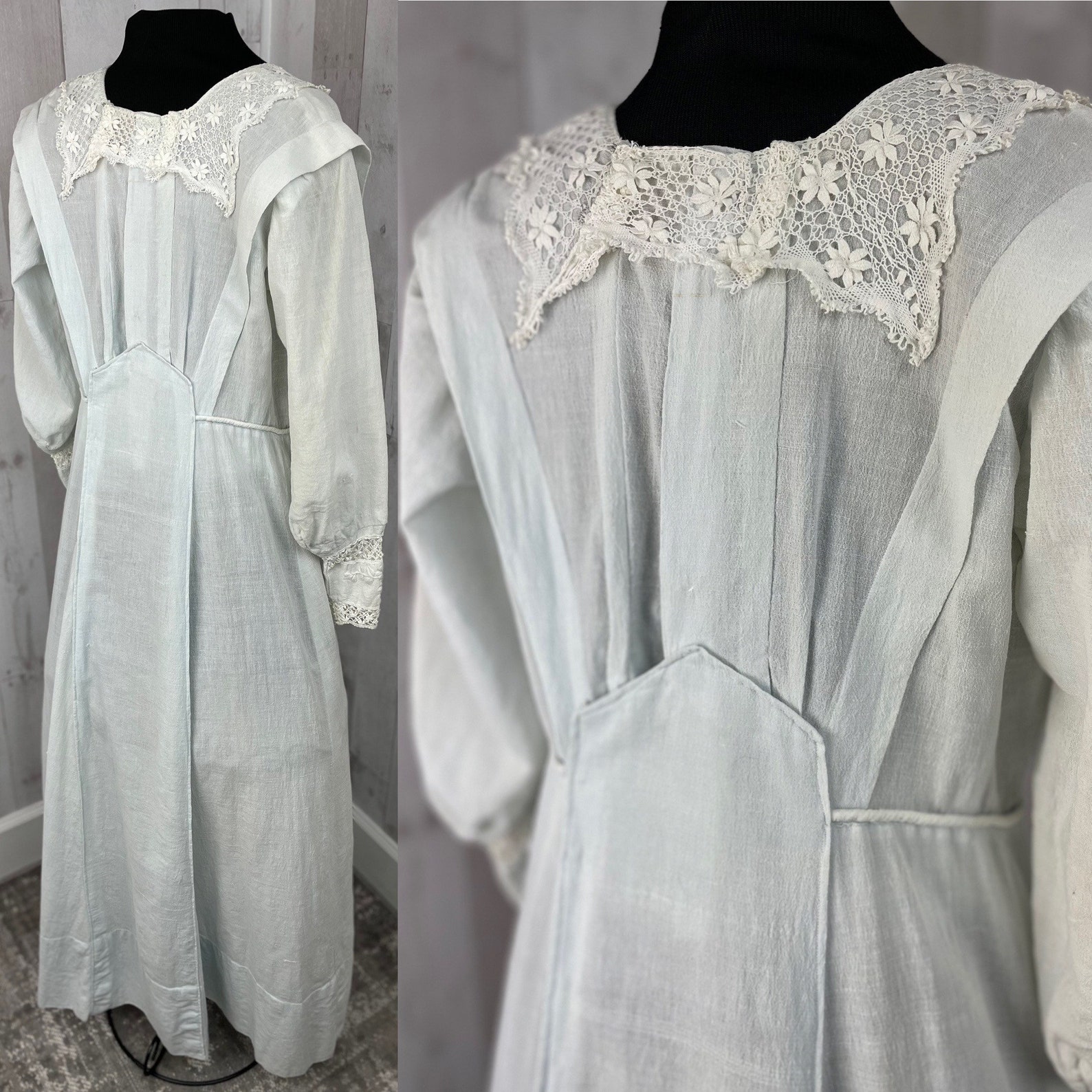 1910s Edwardian Tea Dress Antique Pale Blue Cotton 1900s Small - Etsy