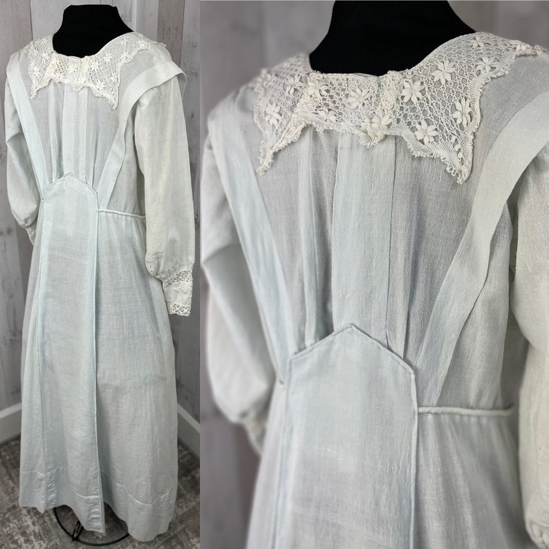 1910s Edwardian Tea Dress Antique Pale Blue Cotton 1900s Small - Etsy