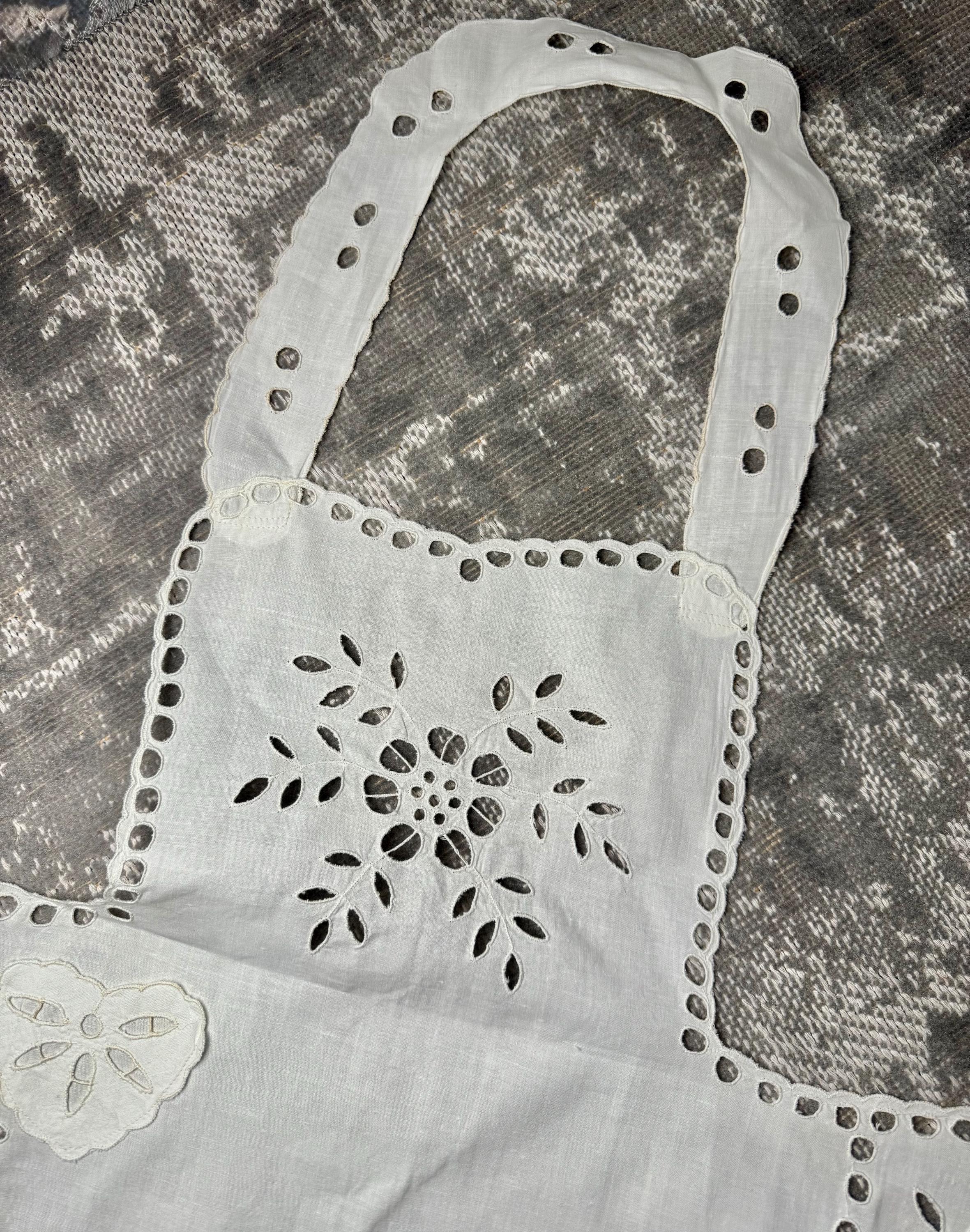 1900s Authentic Victorian / Edwardian Pinafore Apron~crisp White Cotton ...