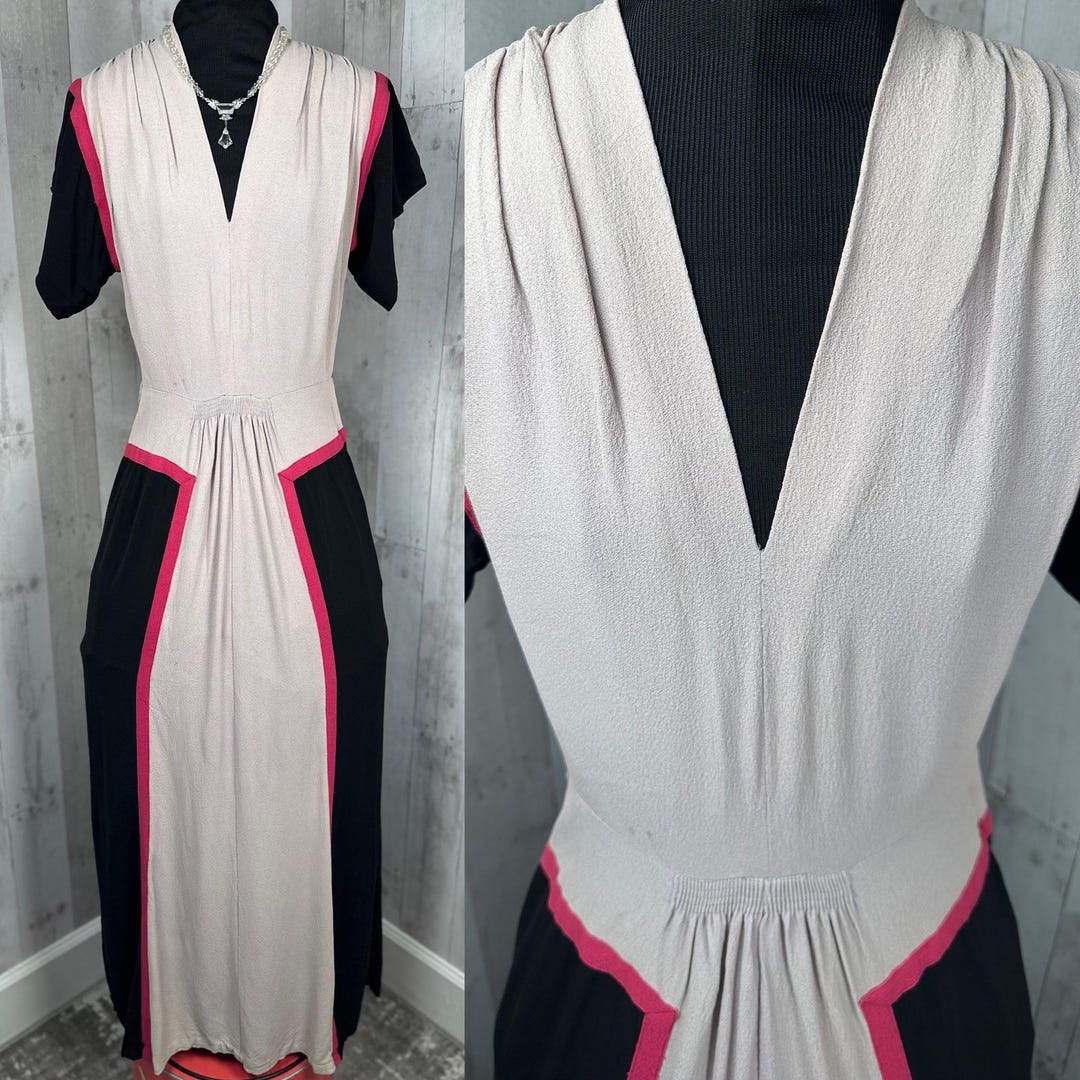 1930s Antique Gown Periwinkle W/magenta Trim Vintage Dress XS/S - Etsy