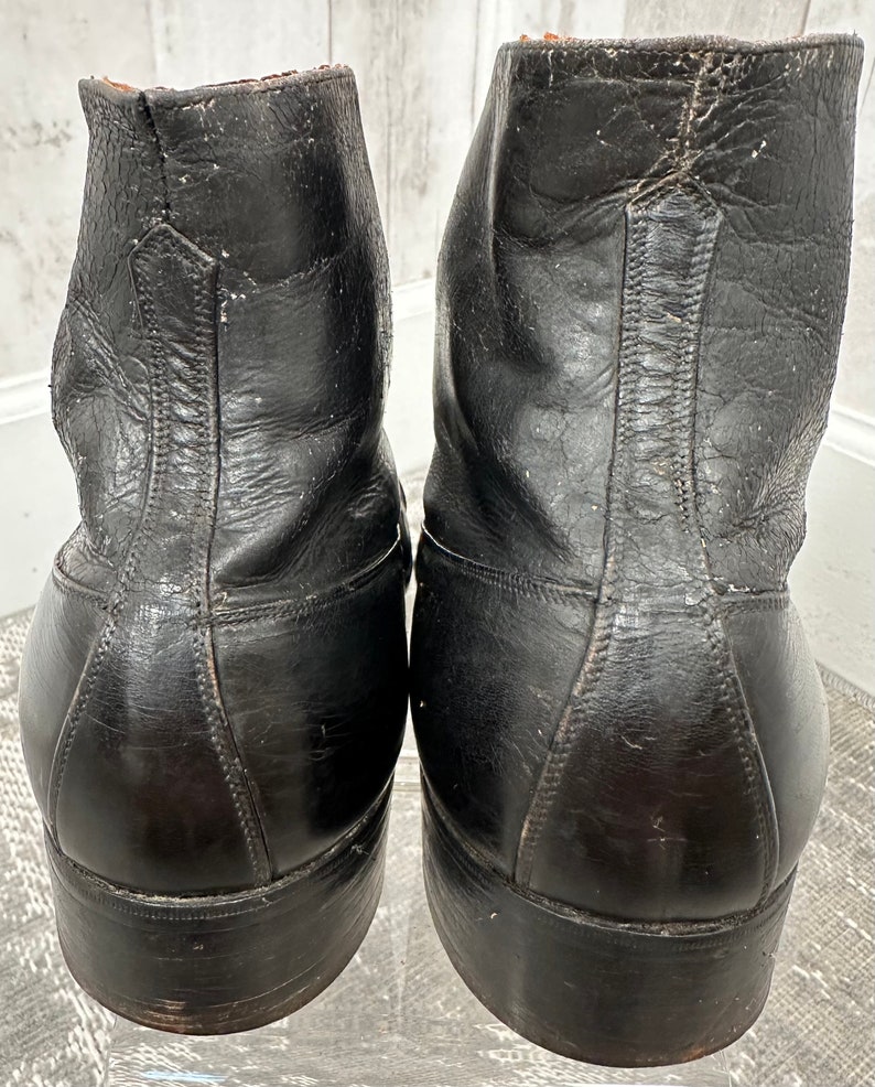 1900s Mens Antique Edwardian Button Boots Smooth Black Leather Unisex ...