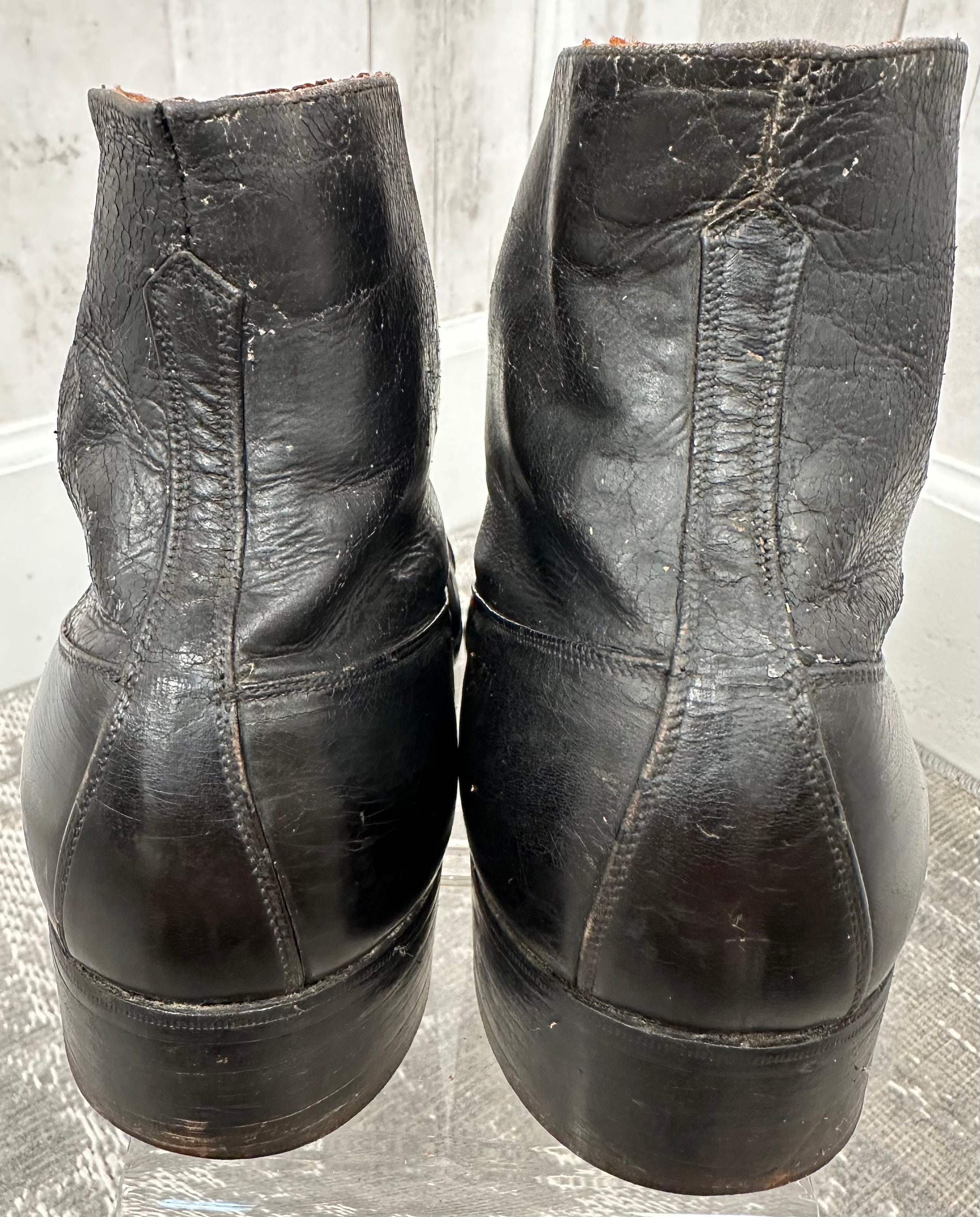 1900s Mens Antique Edwardian Button Boots Smooth Black Leather Unisex ...