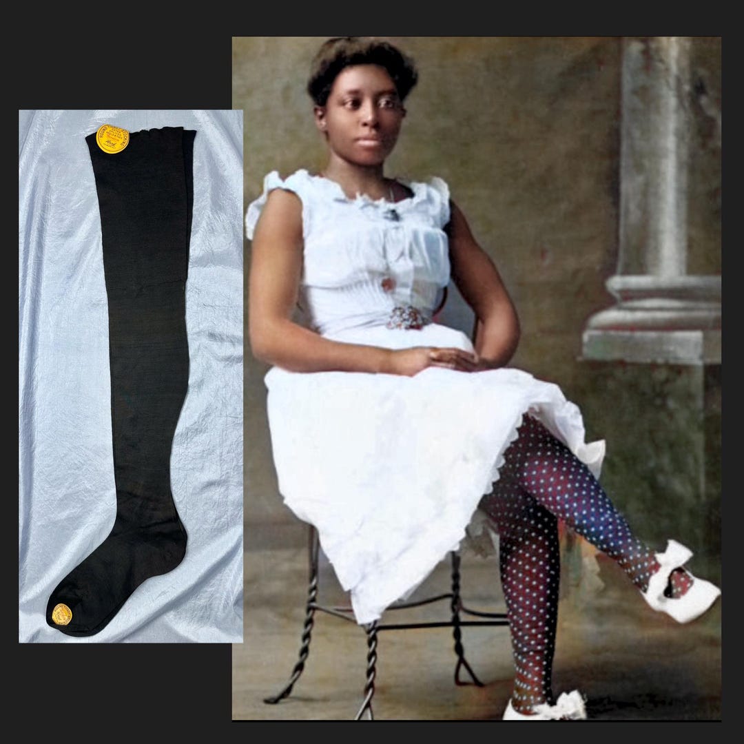 1910s NOS Pair Edwardian Stockings ~ Deadstock Antique Black/brown ...