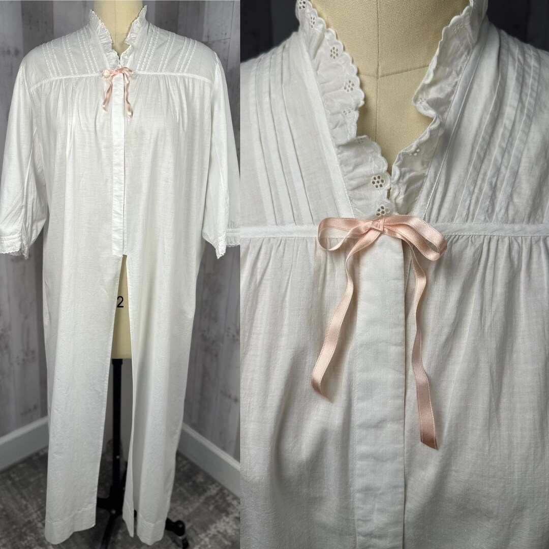 1900s Edwardian/victorian Antique Robe/nightgown Chemise~crisp White ...