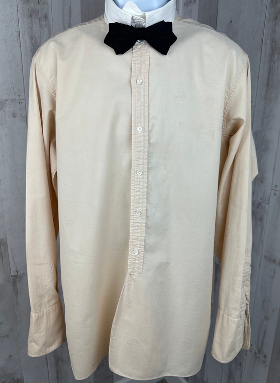 1910s Edwardian Cotton Dress Shirt~Antique Egg Shell … - Gem