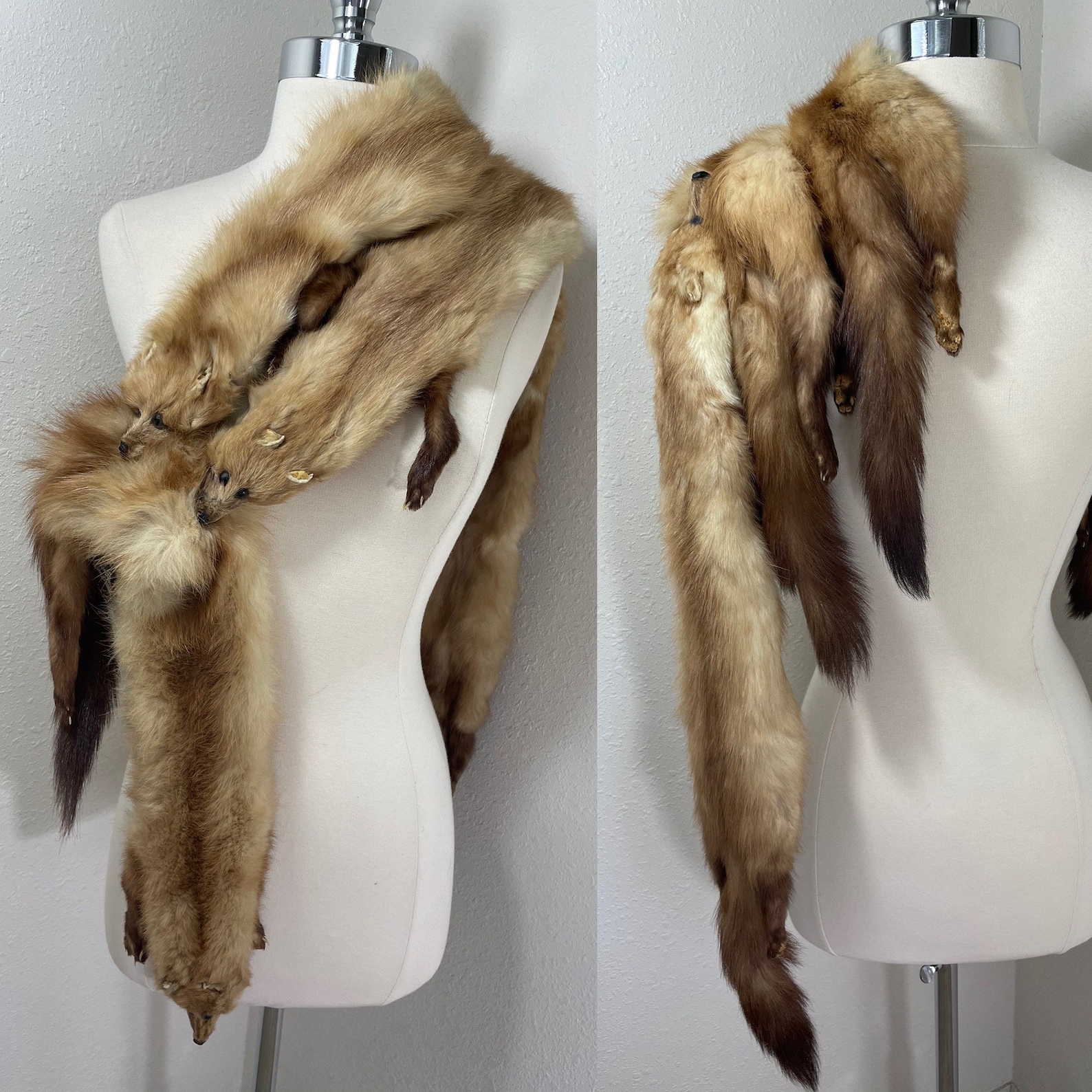 1900s True Victorian Mink Fur Stole Antique Wrap Brown/blonde Double ...