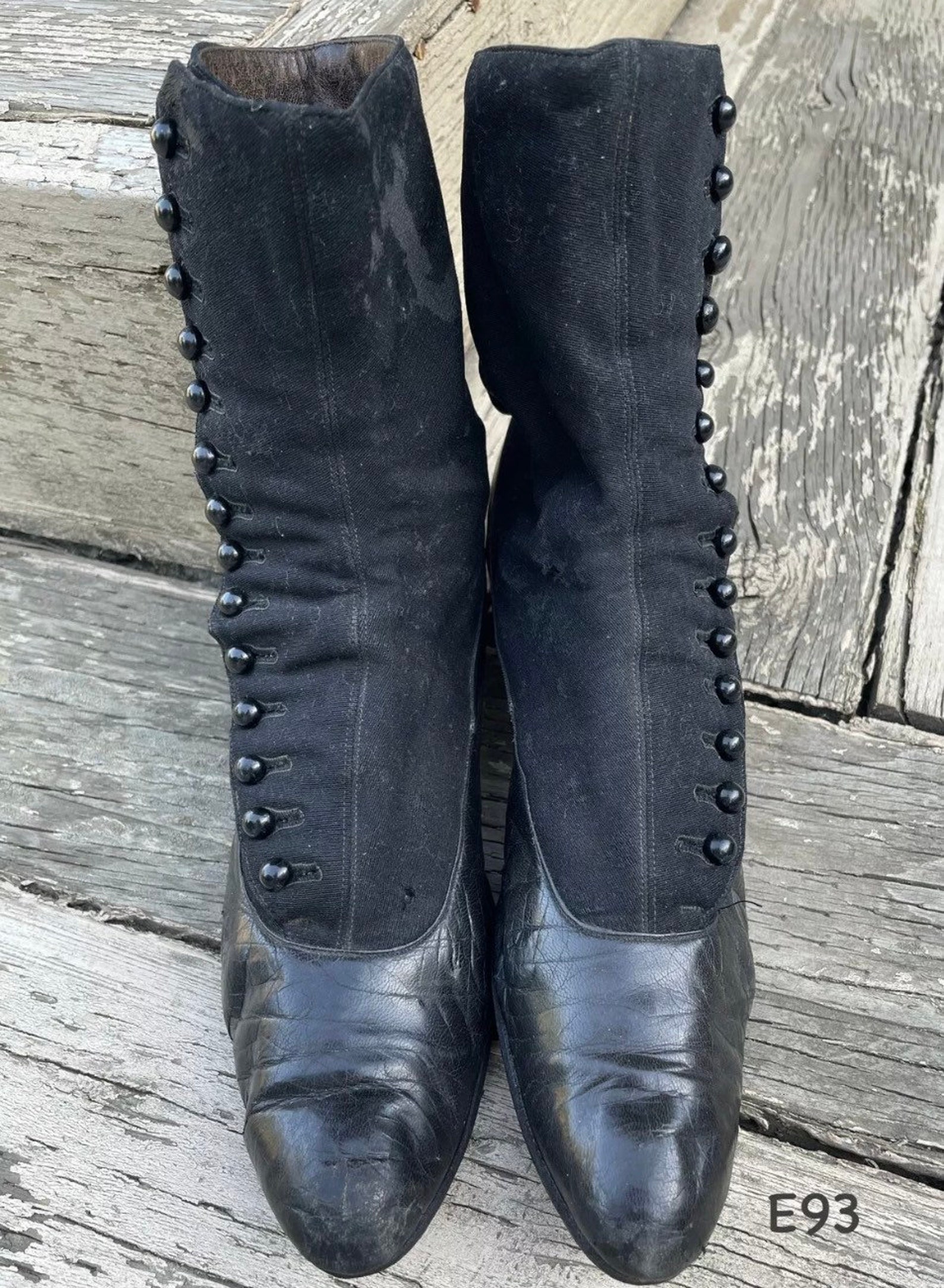 1890s Antique Victorian Womens 2tone Button Boots Leather/canvas ...