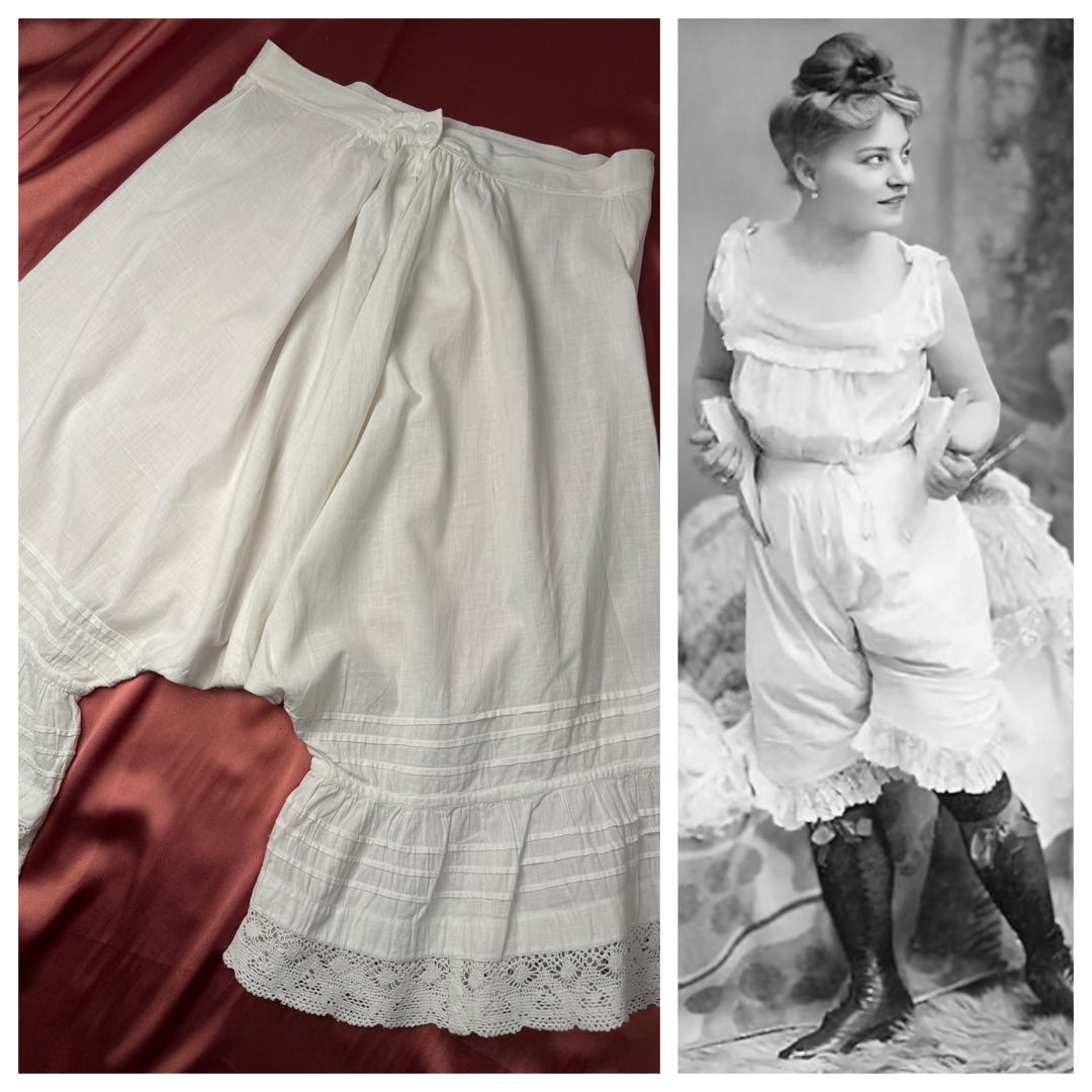 1910s Edwardian Fancy BLOOMERS Knickers~open Crotch Seam Antique White ...