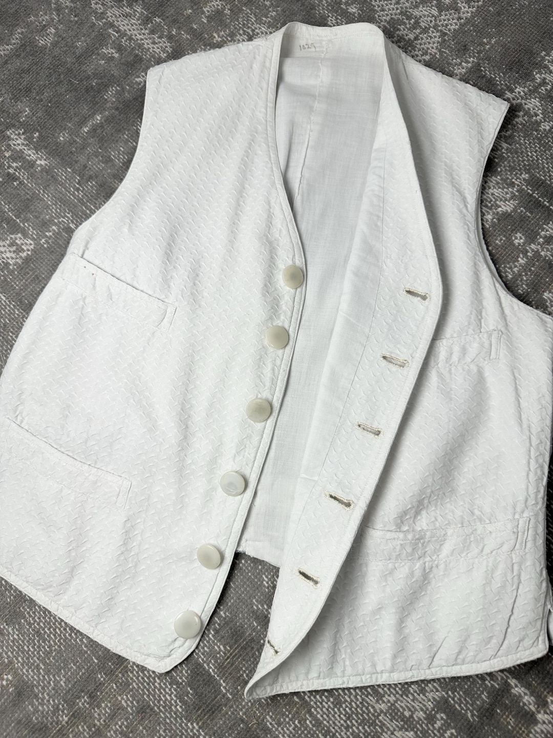 1910s Edwardian VEST Mens White Cotton Pique Tuxedo Walking Unisex ...