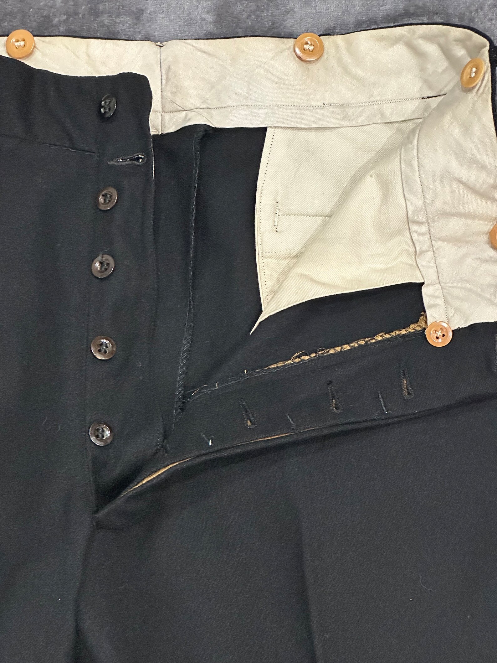 1910-1920s Edwardian Trousers Antique Inky Black Mens Wool Pants ...