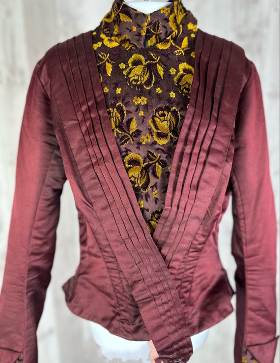 1910s Edwardian Corset Jacket-Young Miss Burgundy Mar… - Gem