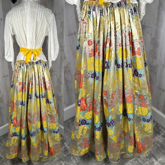 1890s Antique SKIRT - Antique Victorian Rainbow Silk … - Gem
