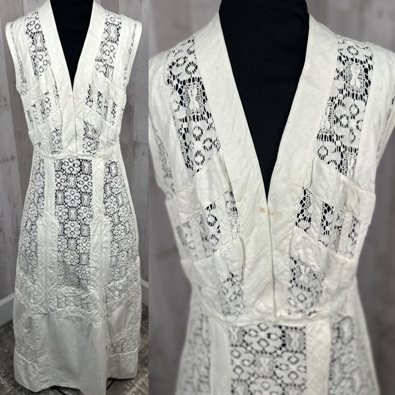 1900s Authentic Victorian / Edwardian White Linen Ful… - Gem