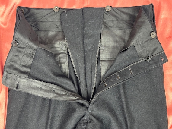 1910s Edwardian Antique Trousers-Black Tuxedo Stripe … - Gem