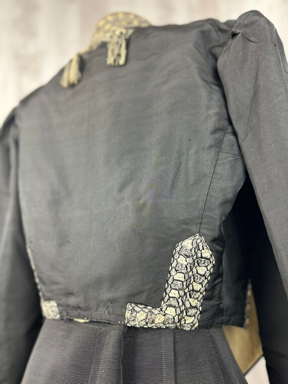 1900s Victorian Antique Jacket-Black Satin Edwardian … - Gem