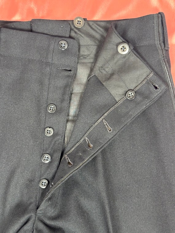 1910s Edwardian Antique Trousers-Black Tuxedo Stripe … - Gem