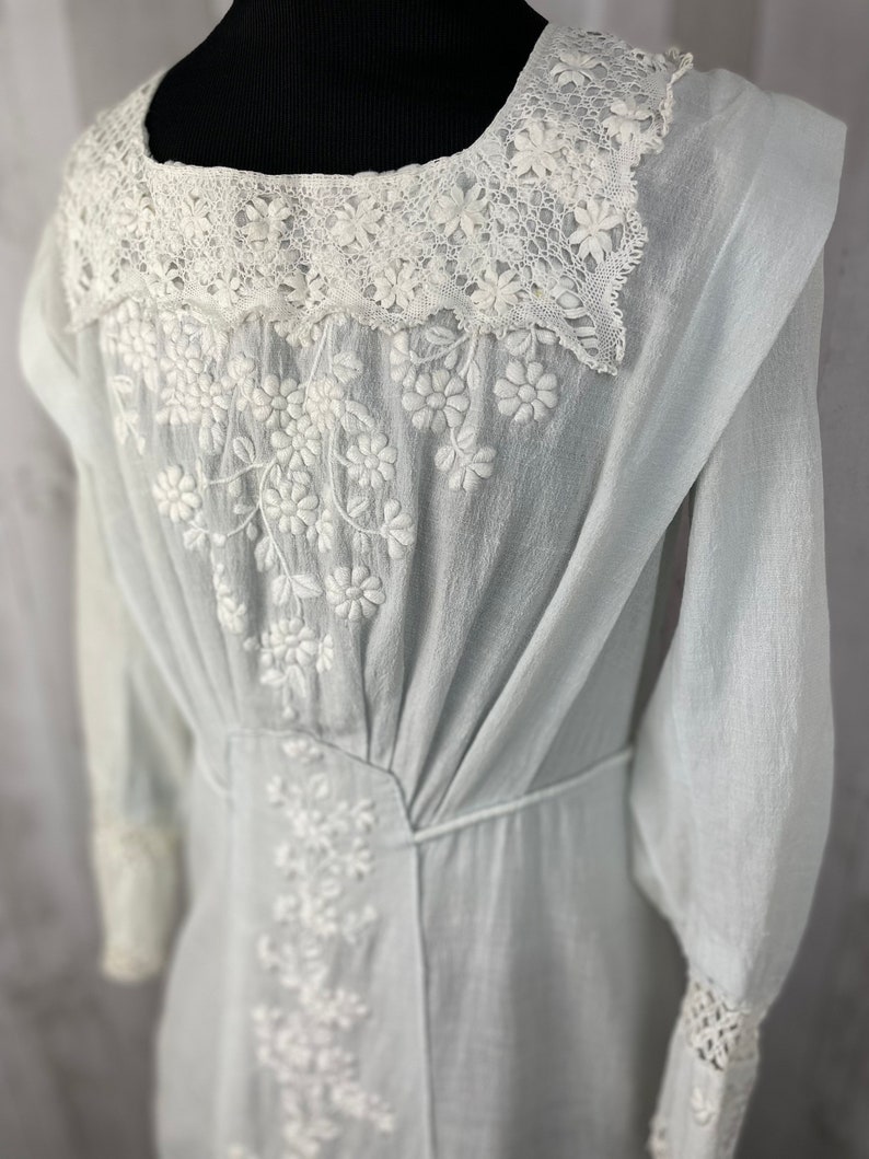 1910s Edwardian Tea Dress Antique Pale Blue Cotton 1900s Small - Etsy