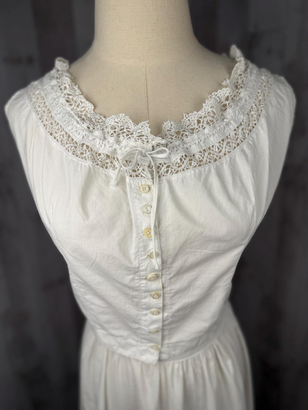 1910s True Edwardian Corset Cover Top White Cotton W/ Ruffled Trim ...