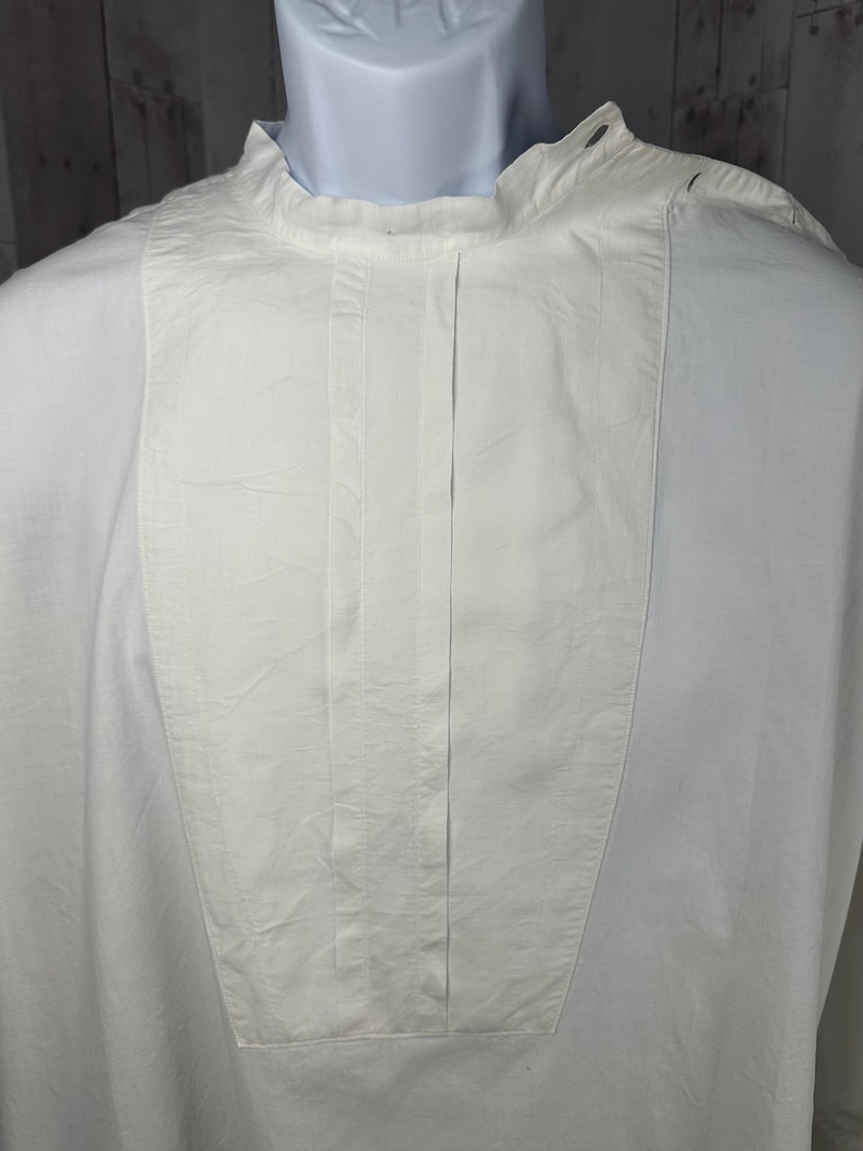 1900s Mens Victorian Dress Shirt Crisp White Cotton 50 Chest 15.5 ...