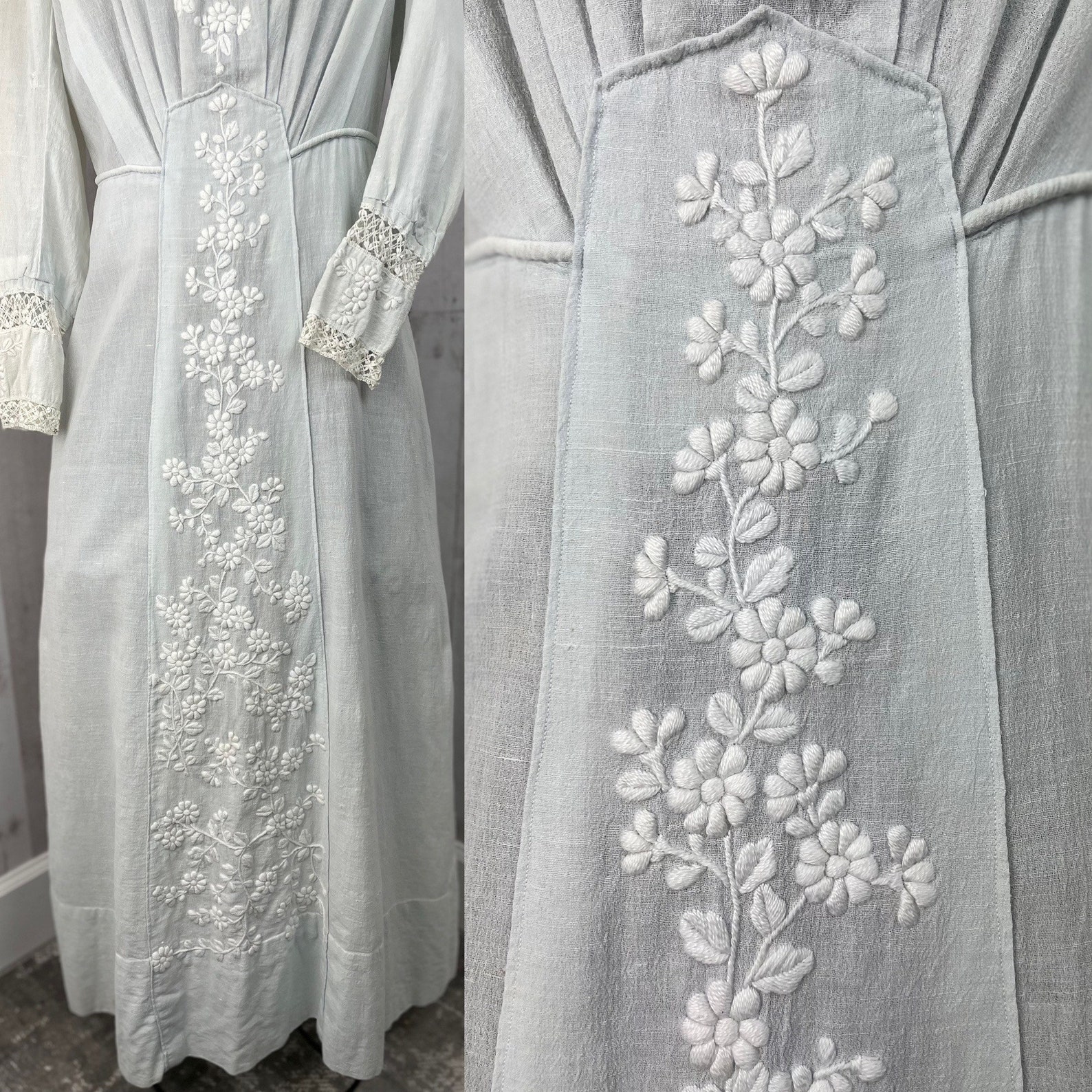 1910s Edwardian Tea Dress Antique Pale Blue Cotton 1900s Small - Etsy