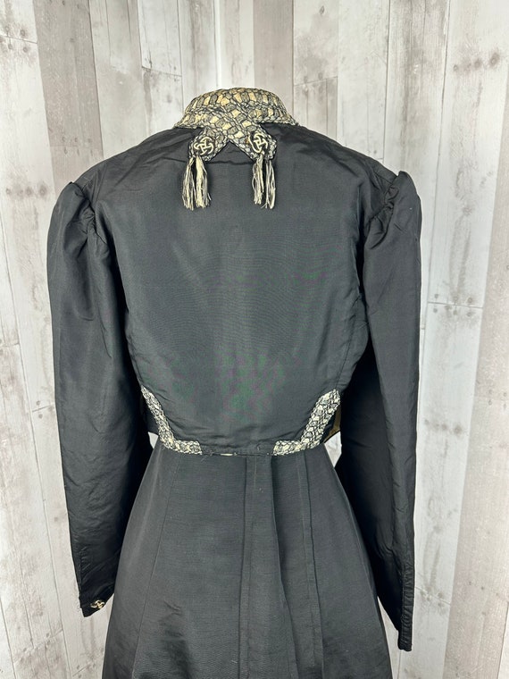 1900s Victorian Antique Jacket-Black Satin Edwardian … - Gem