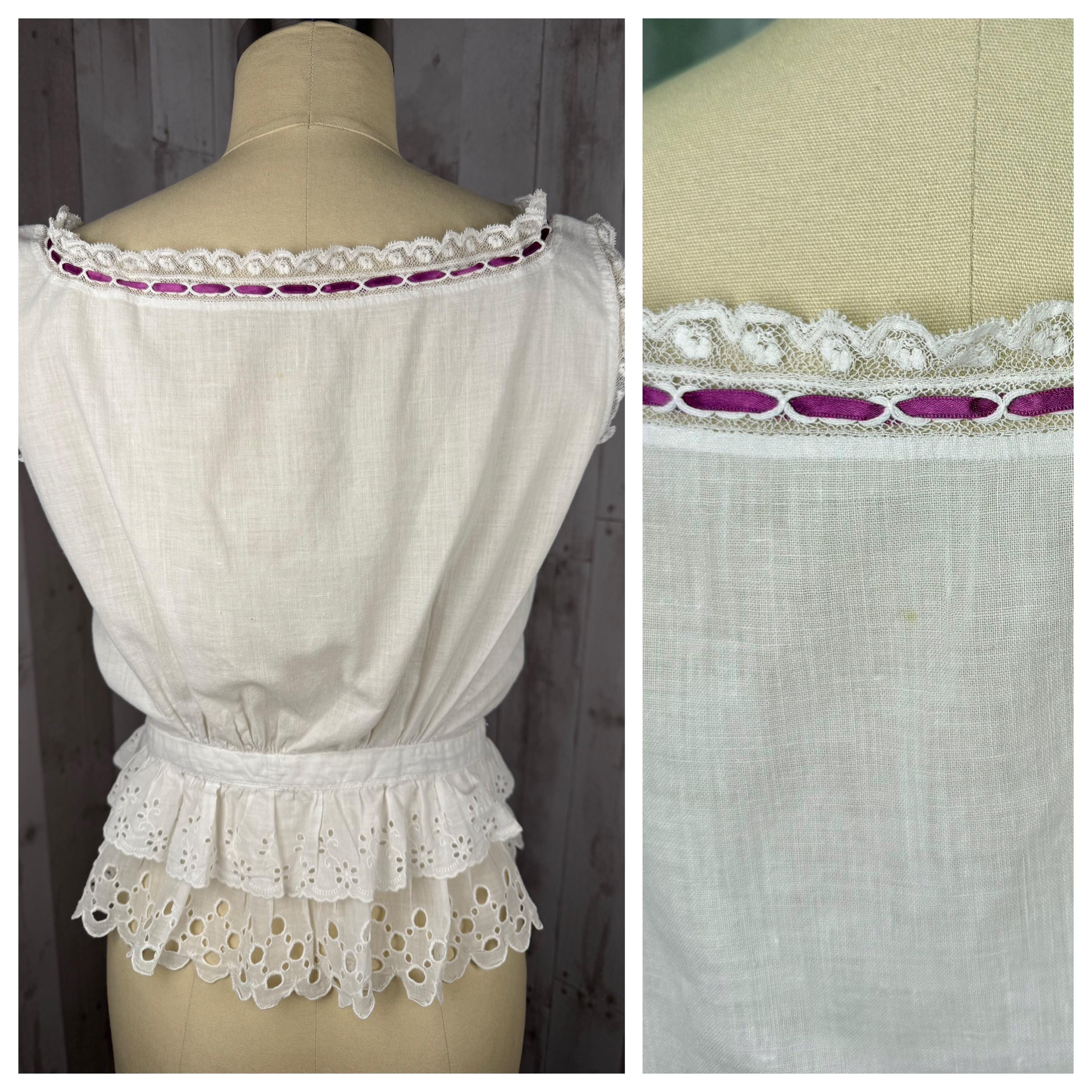 1910s True Edwardian Corset Cover Top White Cotton W/double Ruffle ...