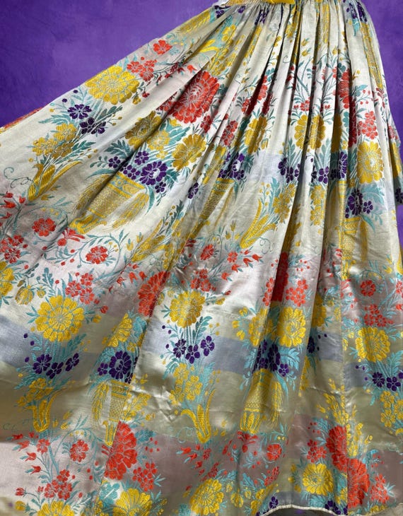 1890s Antique SKIRT - Antique Victorian Rainbow Silk … - Gem