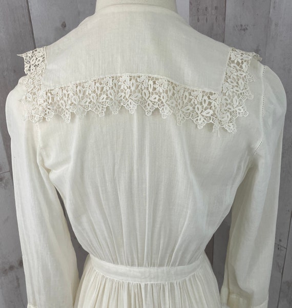 1910s Edwardian Day Dress Antique Ivory Batiste Cotto… - Gem