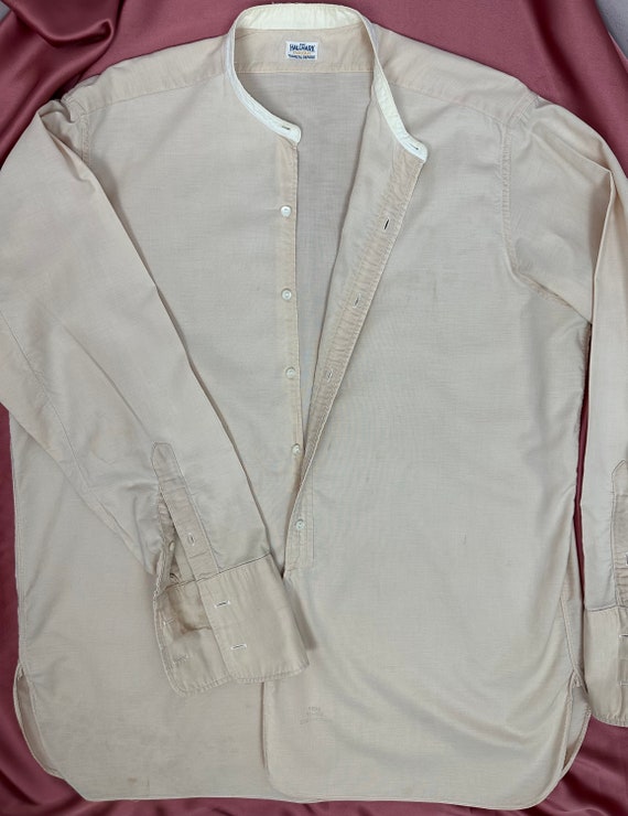 1910s Edwardian Cotton Dress Shirt~Antique Egg Shell … - Gem