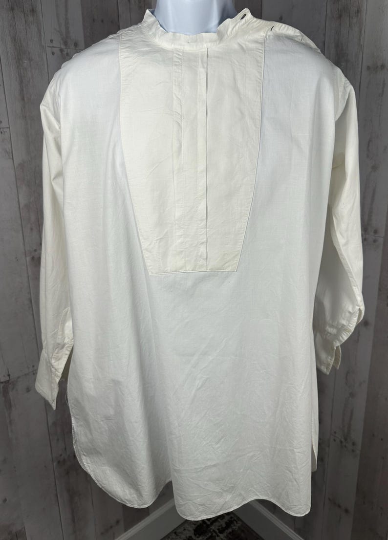 1900s Mens Victorian Dress Shirt Crisp White Cotton 50 Chest 15.5 ...