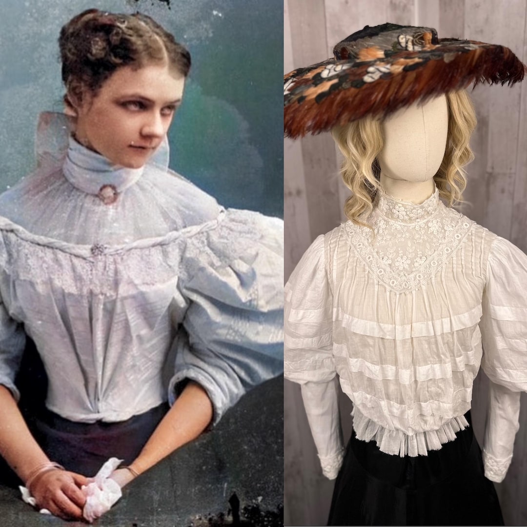 1890-1900s Victorian Blouse / Waist Shirt - Sheer White Organdy ...