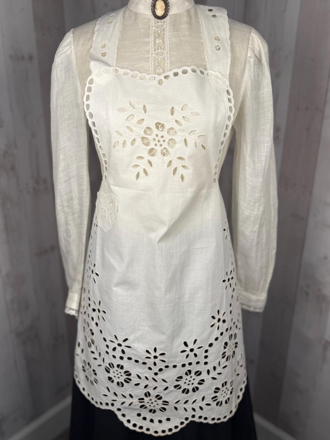 1900s Authentic Victorian / Edwardian Pinafore Apron~crisp White Cotton ...