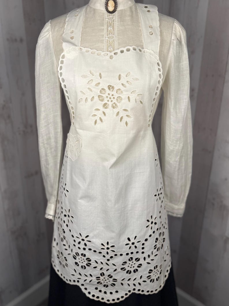 1900s Authentic Victorian / Edwardian Pinafore Apron~crisp White Cotton ...