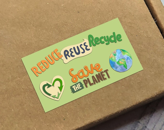 Eco-friendly Reduce Reuse Recycle Stickers, Save the Planet Labels ...