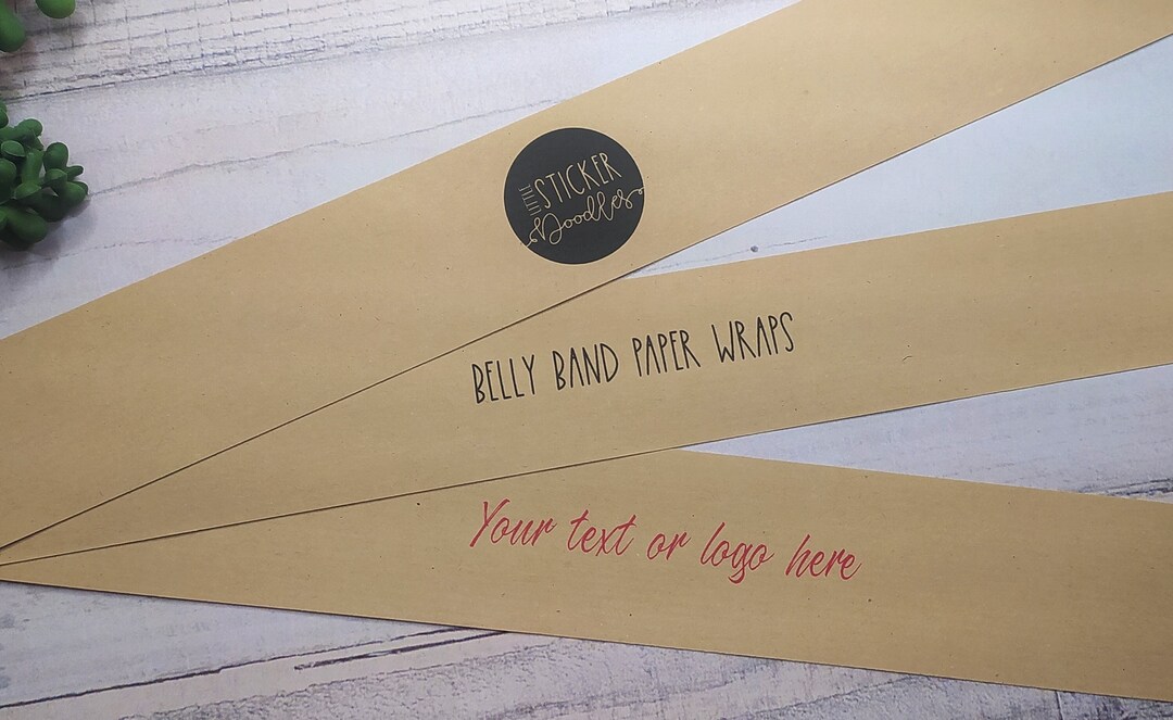 Personalised Kraft Paper Belly Bands: Logo Packaging Sleeve Wraps, A5 ...