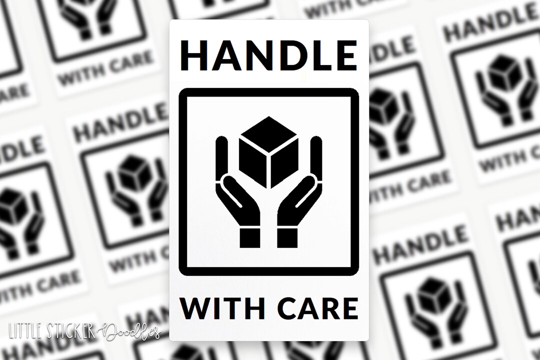 Large Handle With Care Packaging Labels, Business Packaging Stickers ...