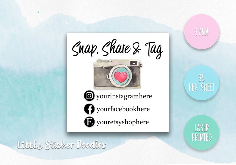 Snap Share & Tag Social Media Stickers Personalised Stickers - Etsy UK