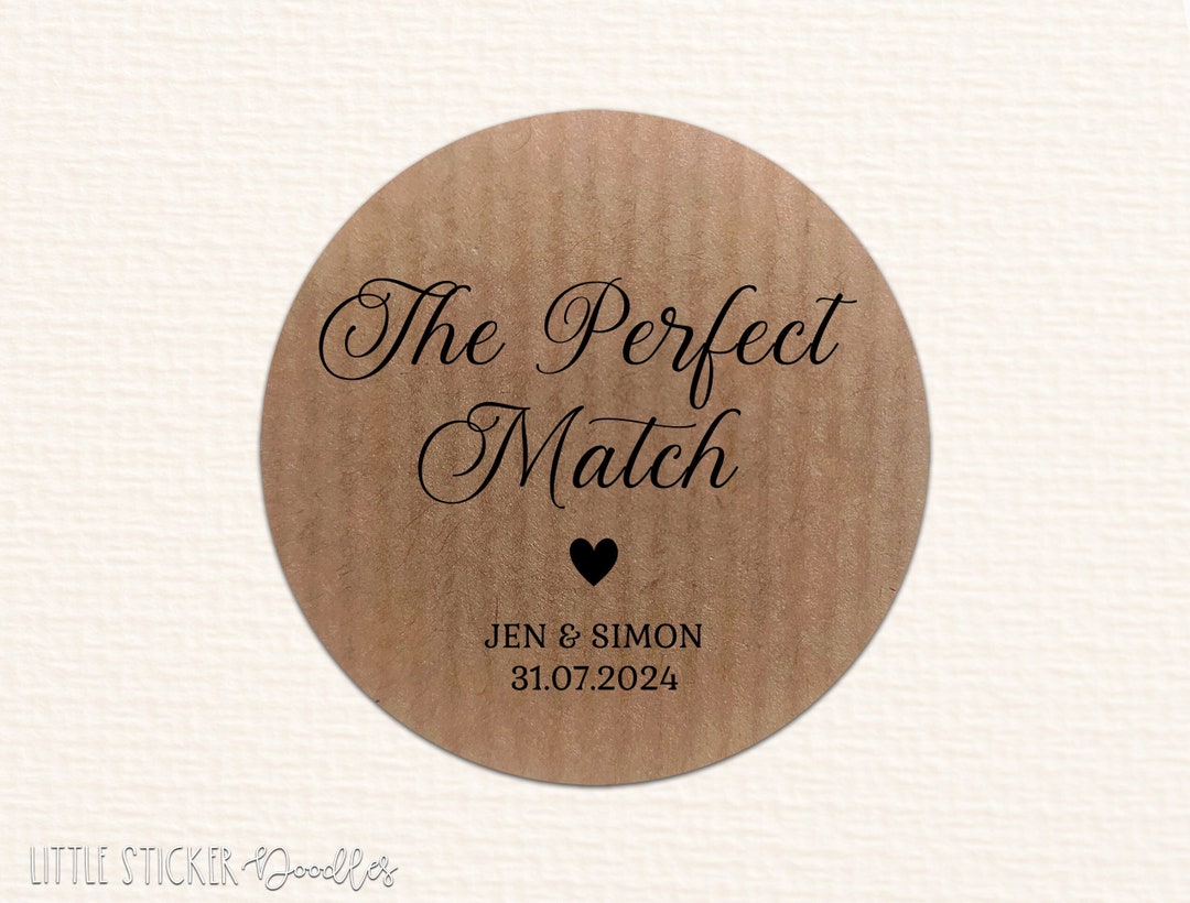 Kraft Perfect Match Wedding Stickers, Wedding Matchbox Label, Wedding ...