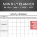 Monthly Overview Planner Printable, Monthly Task List Planner Printable ...
