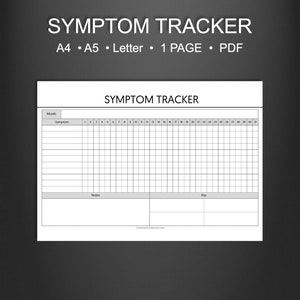 Symptom Tracker Printable, Health Care Planner Record, Chronic Illness ...