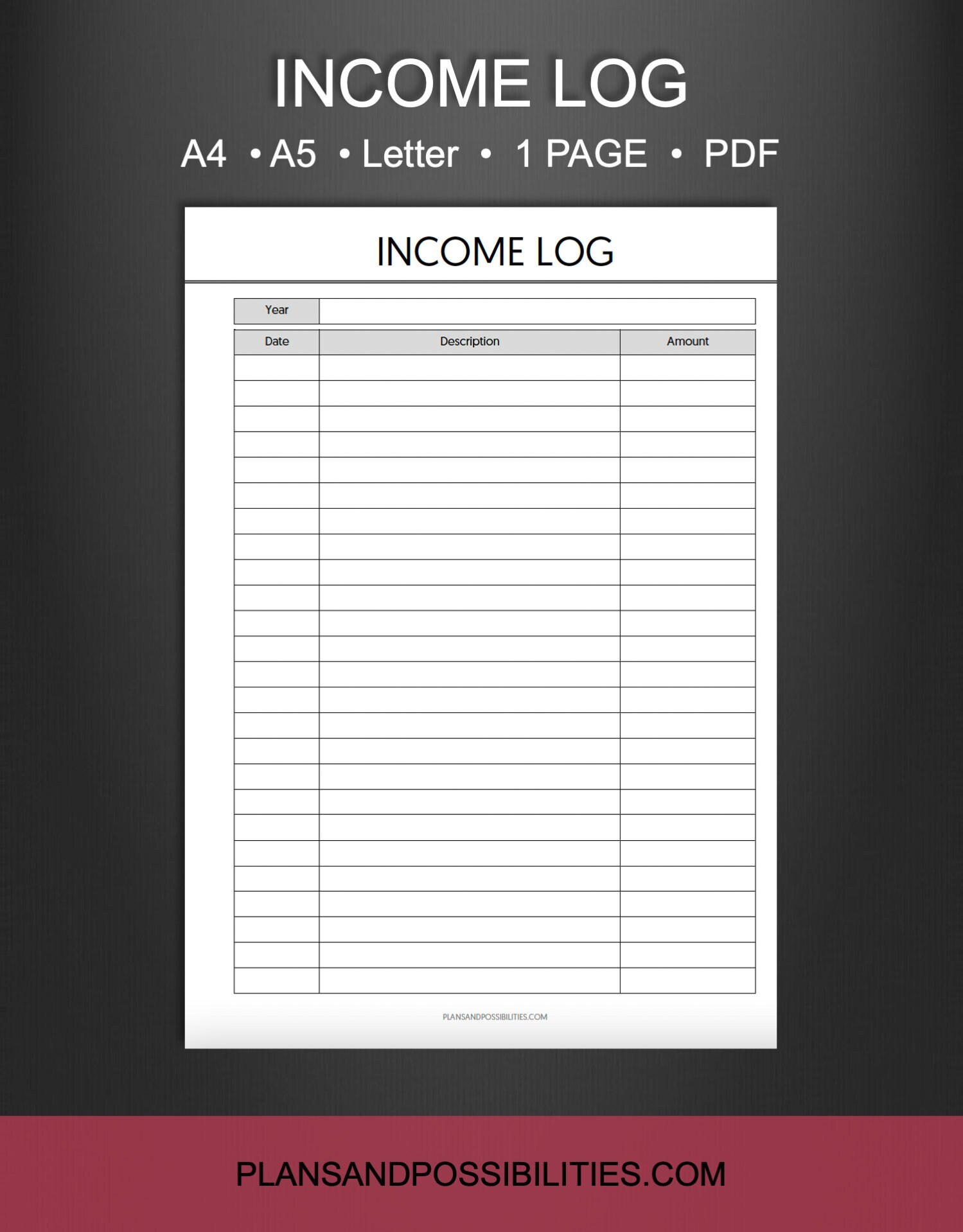 Income Tracker Printable, Personal Income Sheet, Income Log Record ...