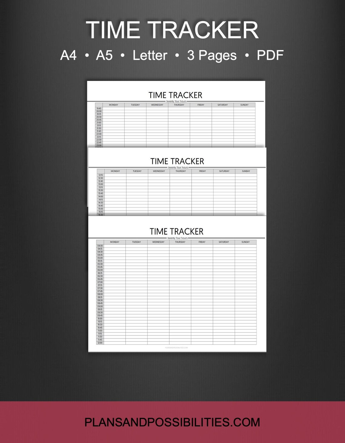 Printable Time Tracker, Time Tracker Planner, Daily Time Tracker ...