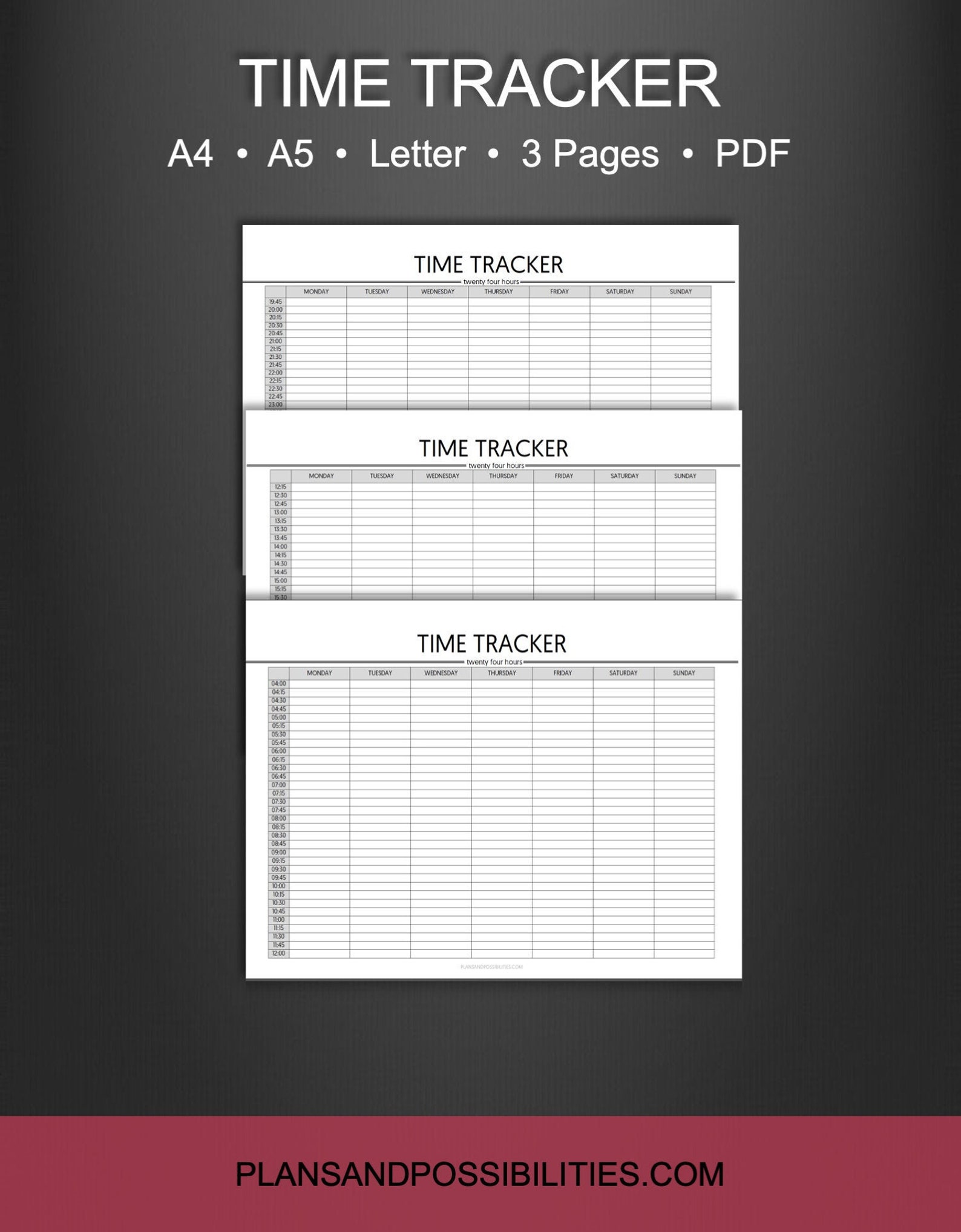 Printable Time Tracker, Time Tracker Planner, Daily Time Tracker ...