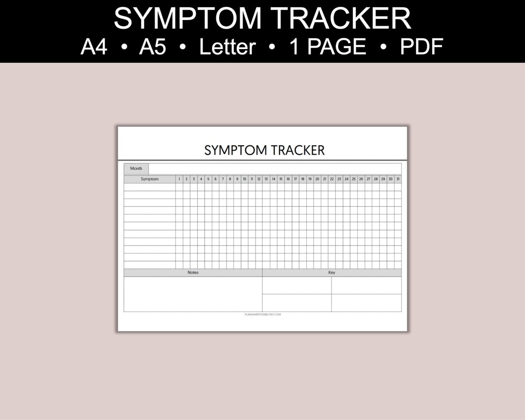 Symptom Tracker Printable, Medical Printable, Pain Tracker, Medical ...