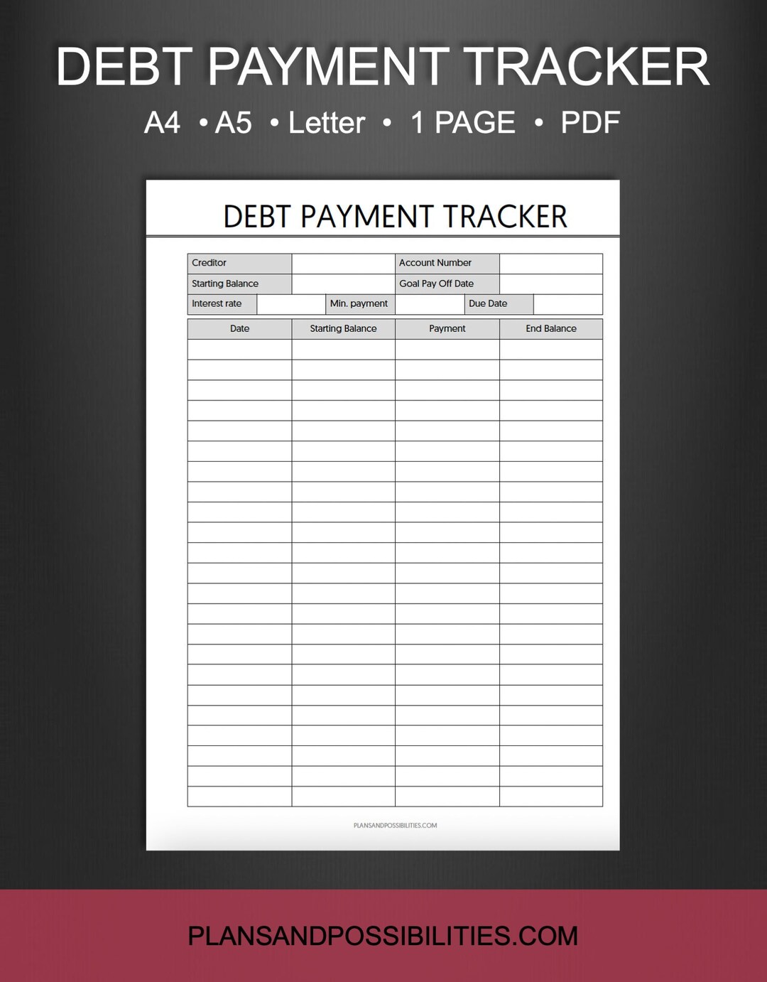 Debt Payment Tracker Printable, Debt Repayment, Debt Planner Printable ...