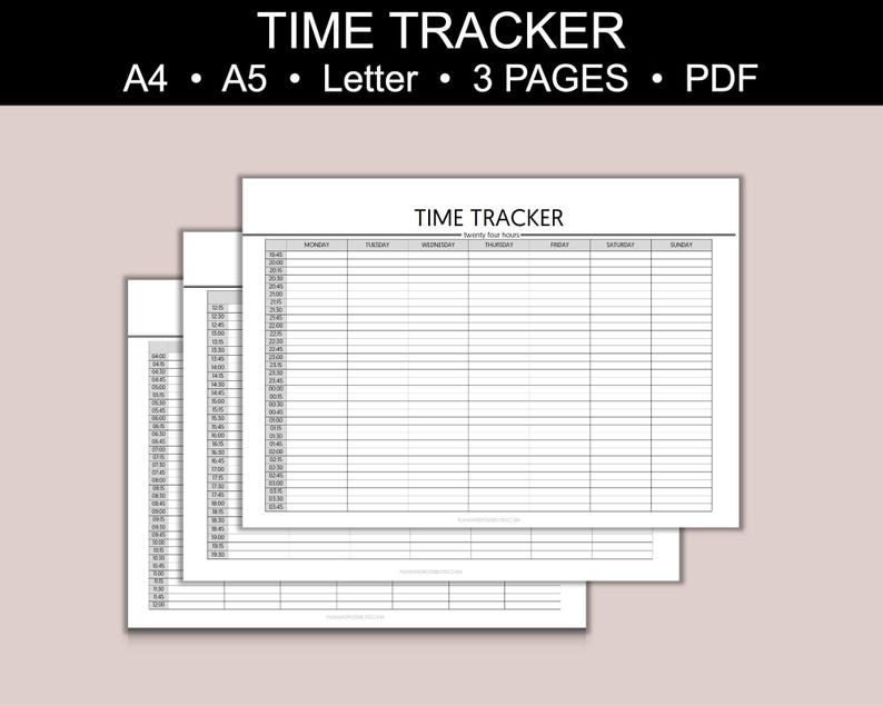 Printable Time Tracker, Time Tracker Planner, Daily Time Tracker ...