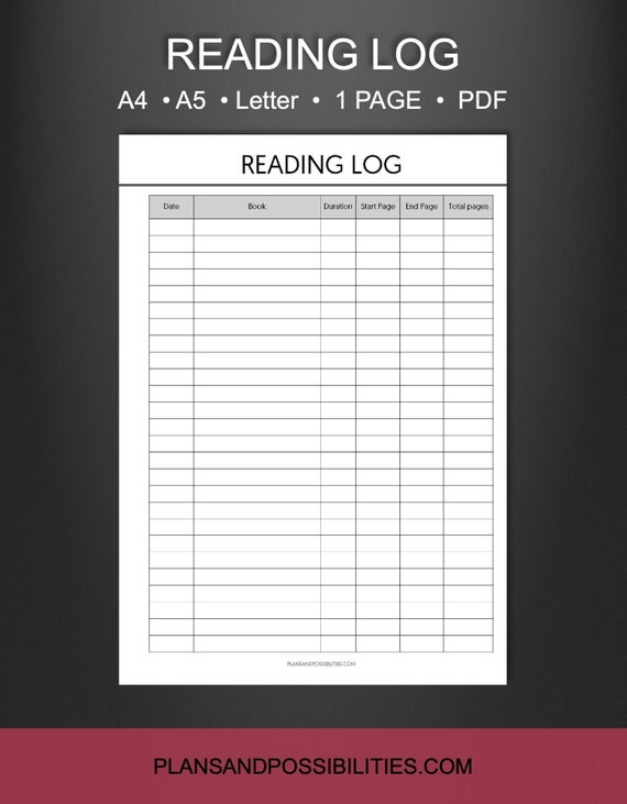 Reading Log Printable Reading Journal Book Tracker Journal - Etsy