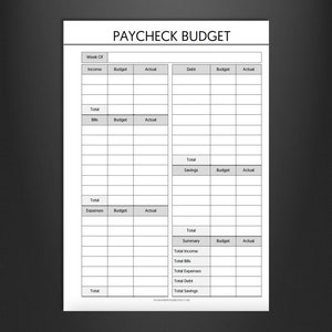 Weekly Paycheck Tracker Printable, Weekly Budget Template, Pacheck ...